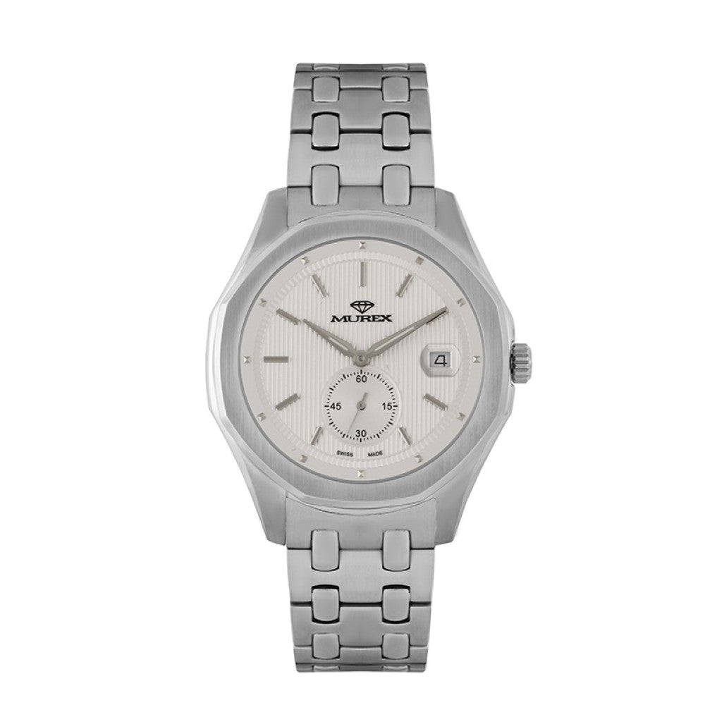 Men's watch, quartz movement, white dial - MUR-0004