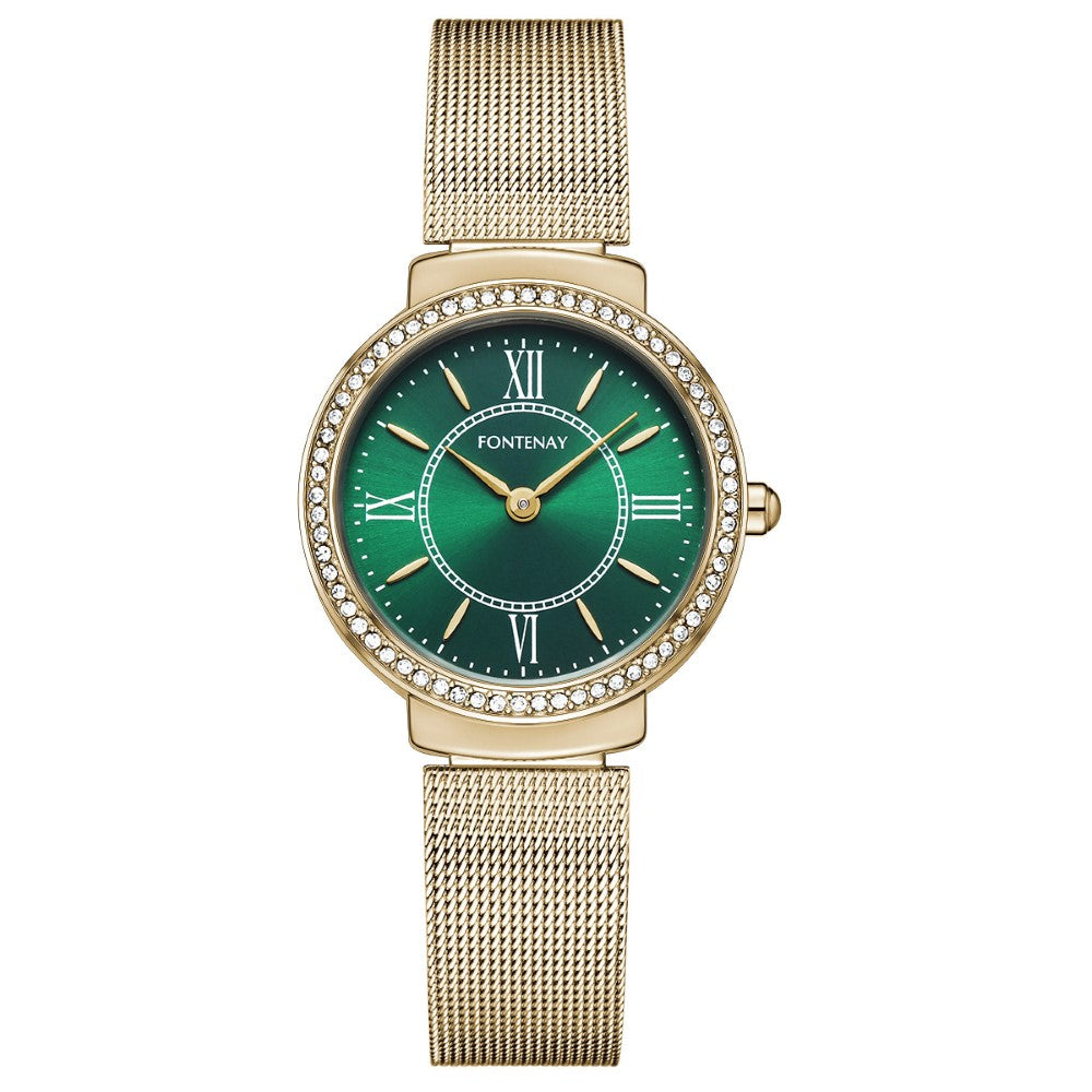 Women's quartz watch, green dial color - FNT-0036