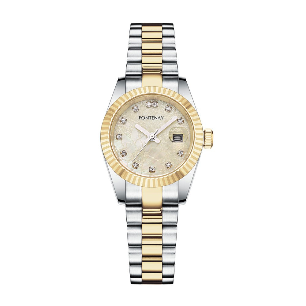 Women's watch, quartz movement, pearly white dial color - FNT-0044