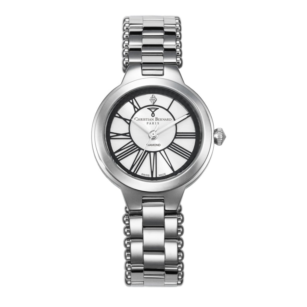 Women's Quartz Movement Silver Dial Watch - CB-0015(1/D0.01CT)