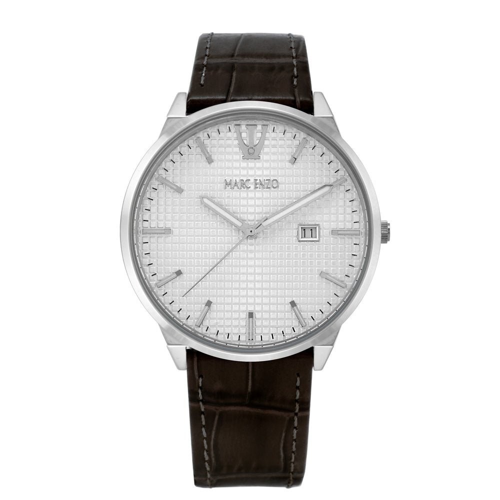 ساعة مارك انزو الرجالية بحركة كوارتز ولون مينا أبيض - MAR-0131