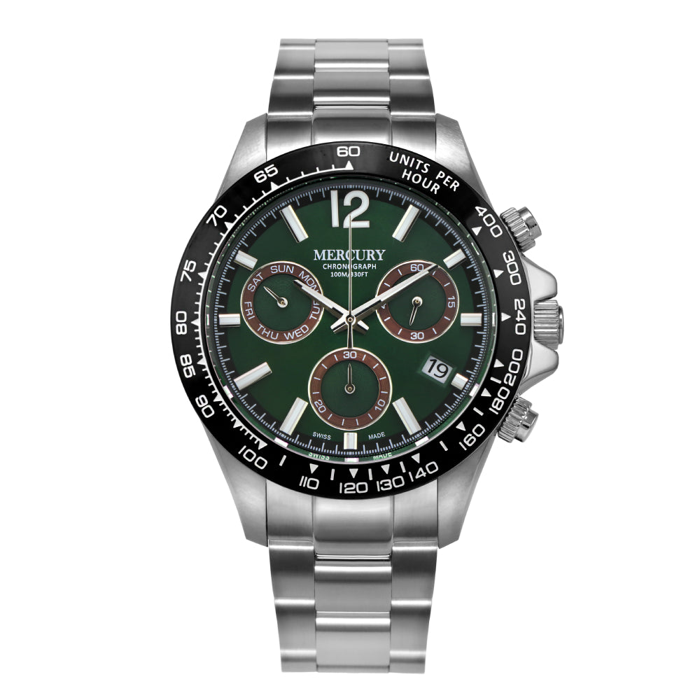 Men's watch, quartz movement, green dial - MER-0105