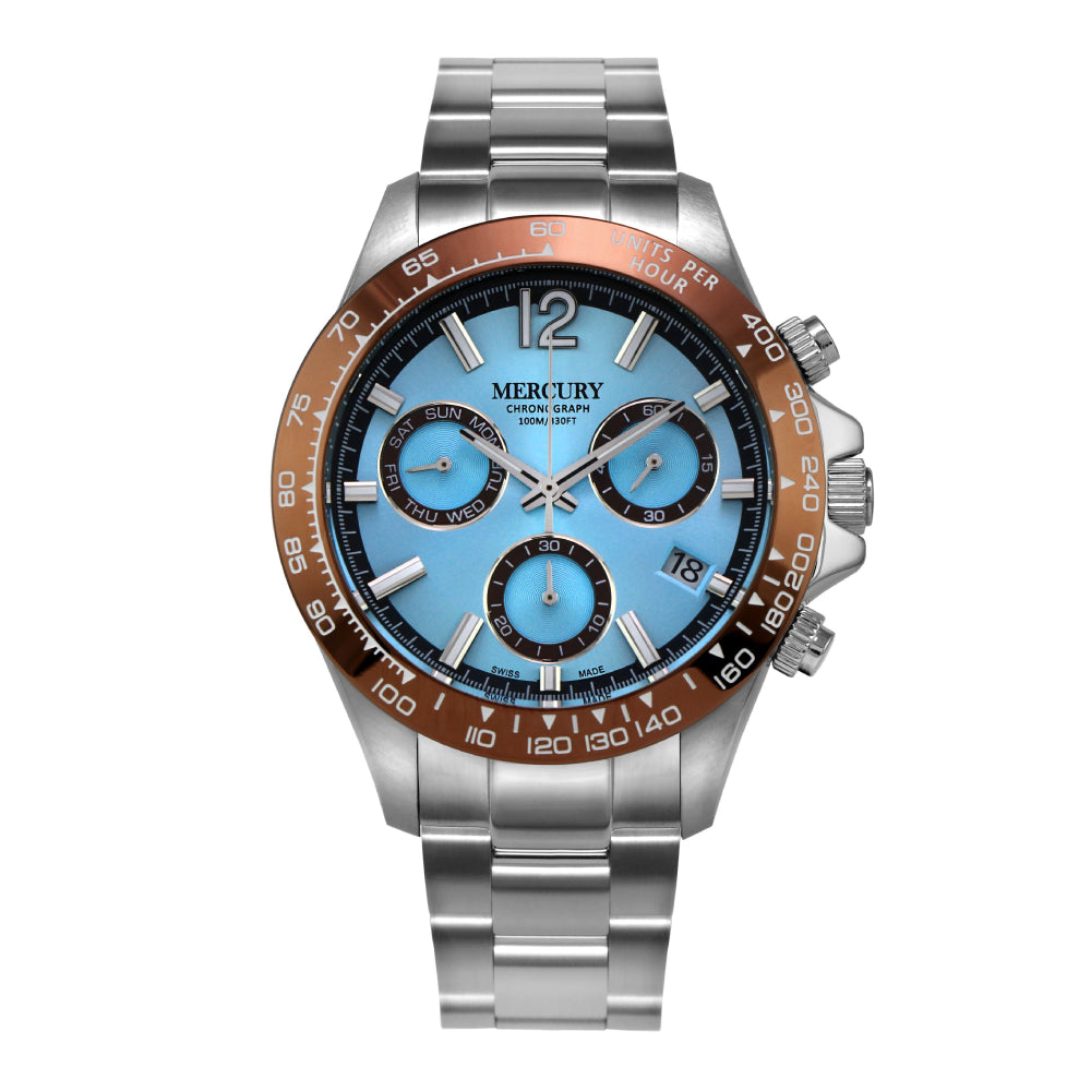 Men's watch, quartz movement, light blue dial - MER-0106