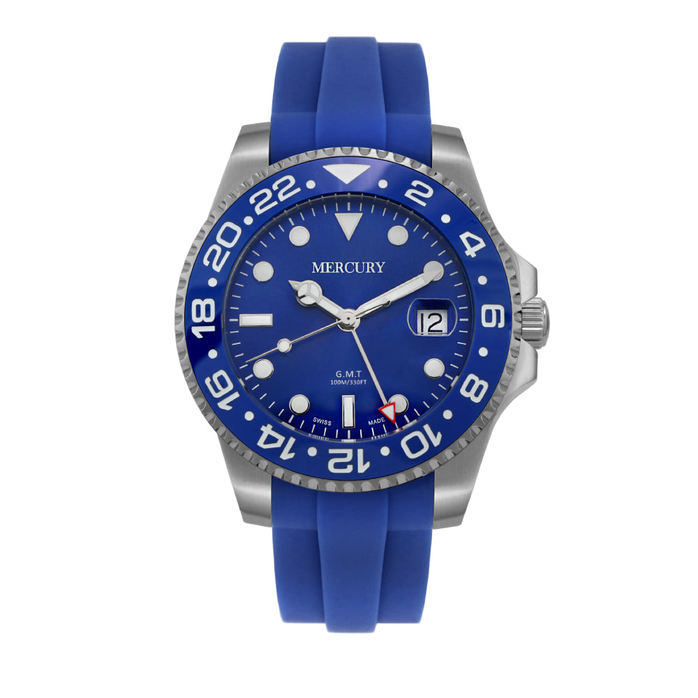 Men's watch, quartz movement, blue dial - MER-0113