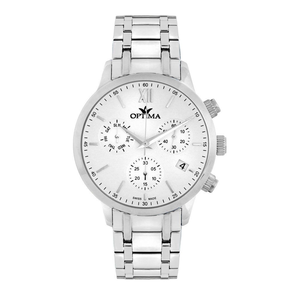 Men's watch, quartz movement, white dial - OPT-0004