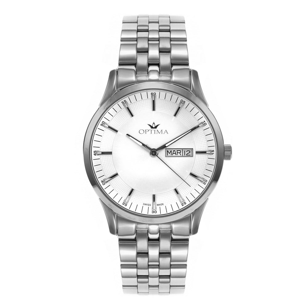 Men's watch, quartz movement, white dial - OPT-0047