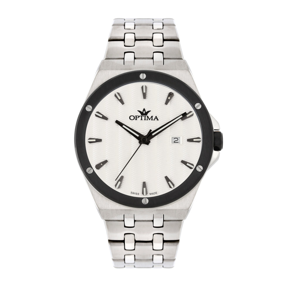 Men's watch, quartz movement, white dial - OPT-0062