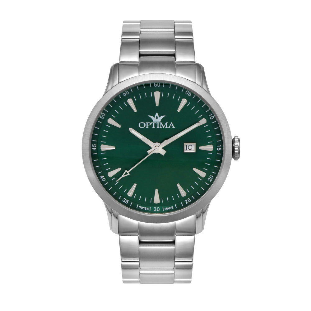 Men's watch, quartz movement, green dial - OPT-0116