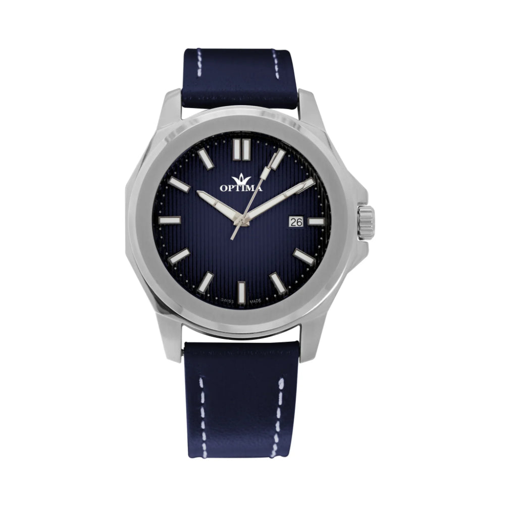 Optima Swiss Men's Watch with Quartz Movement and Blue Dial - OPT-0072