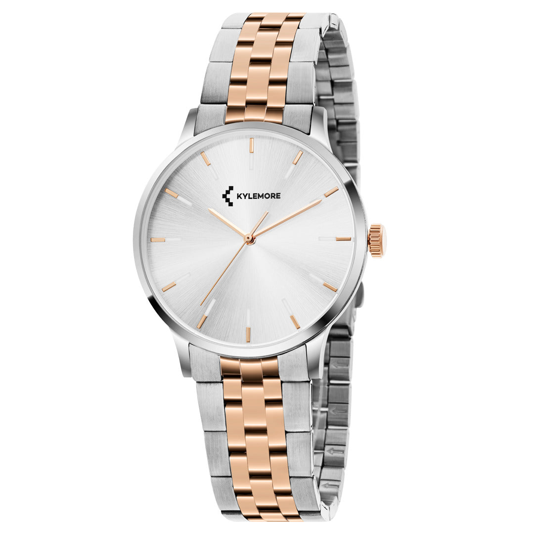 Men's watch, quartz movement, silver dial - KM-1005