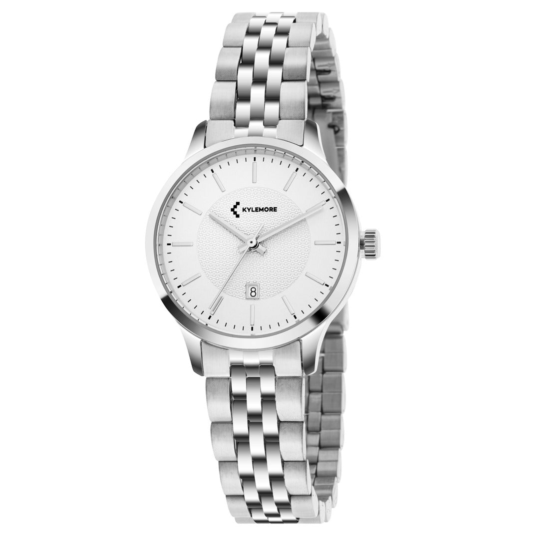 Women's watch, quartz movement, white dial, silver color - KM-1050