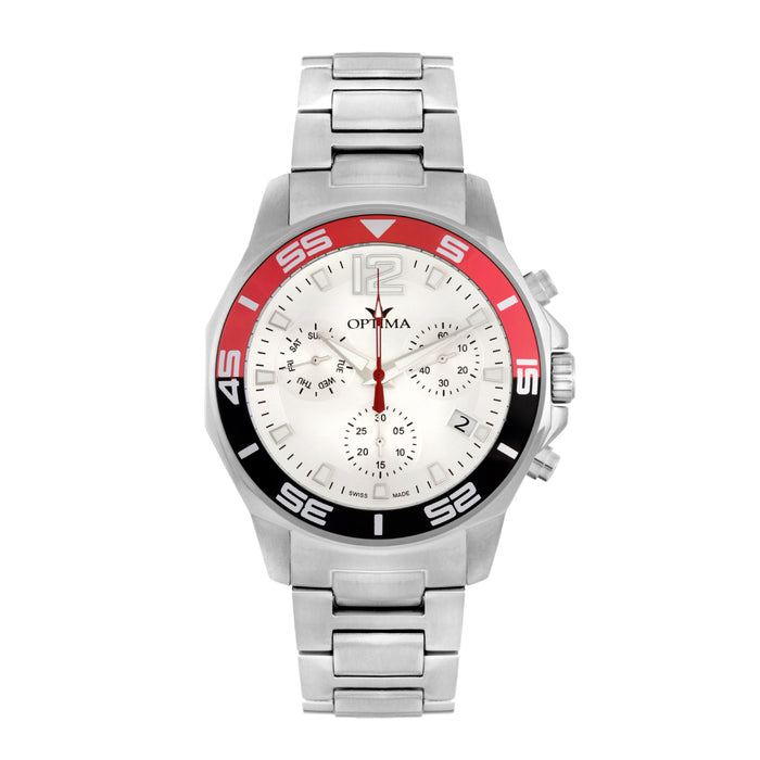 Men's watch, quartz movement, white dial - OPT-0009
